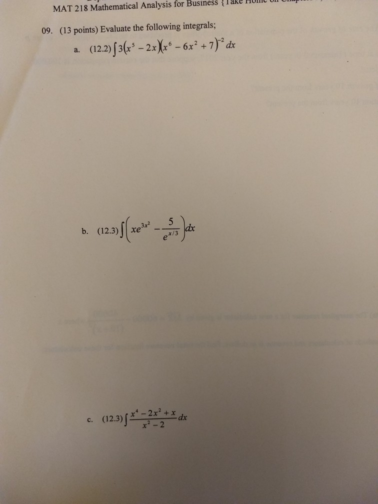 Solved MAT 218 Mathematical Analysis for Business Take MUNIC | Chegg.com