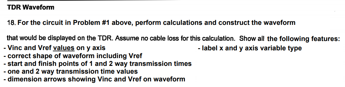Solved TDR Waveform 18. For the circuit in Problem #1 above, | Chegg.com