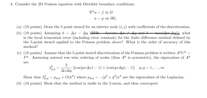 Solved 4. Consider the 2D Poisson equation with Dirichlet | Chegg.com