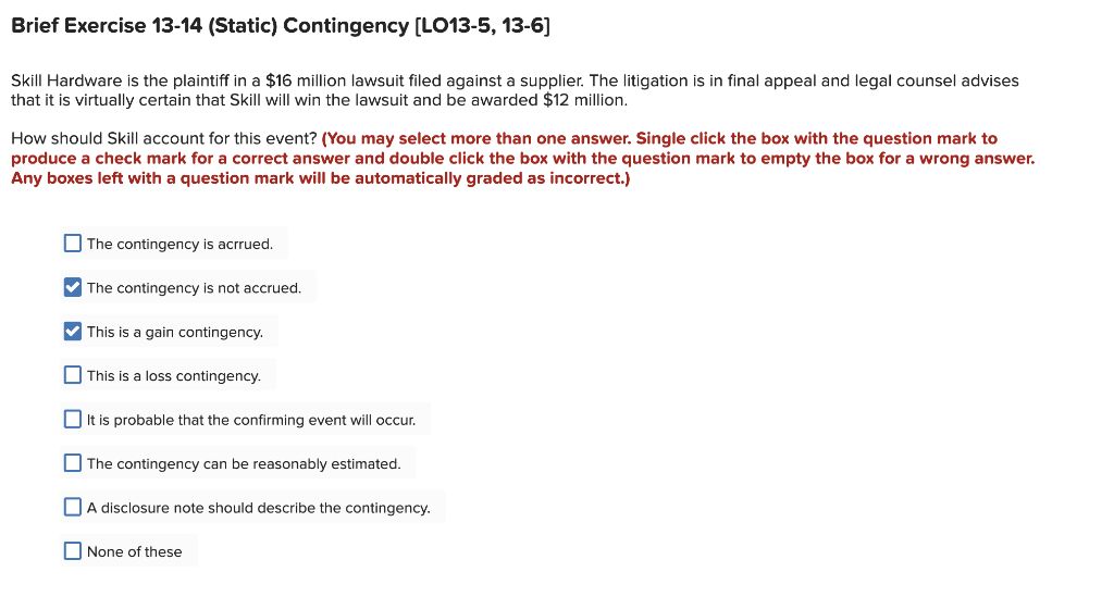 Solved Brief Exercise 13-14 (Static) Contingency (LO13-5, | Chegg.com