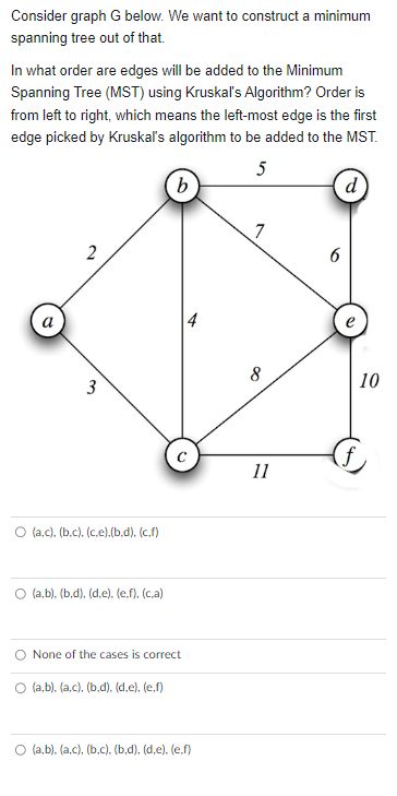 Solved Consider graph G below. We want to construct a | Chegg.com Solved Consider graph G below. We want to construct a | Chegg.com