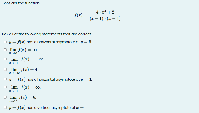 Solved Consider the functionf(x)=4*x2+2(x-1)*(x+1).Tick all | Chegg.com