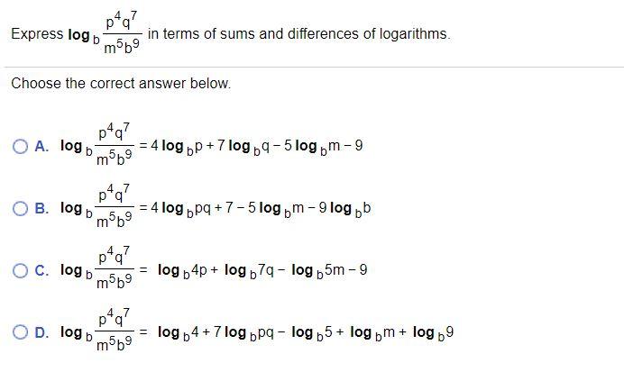 Solved Express logo p4g? in terms of sums and differences of | Chegg.com