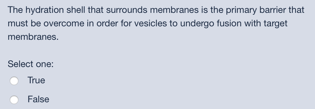 Solved The hydration shell that surrounds membranes is the | Chegg.com