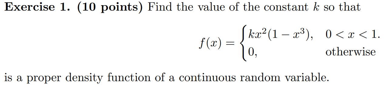 Solved Exercise 1. (10 points) Find the value of the | Chegg.com
