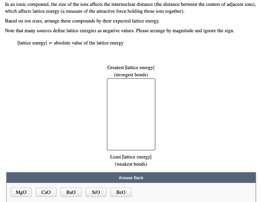 Solved Consider an ionic compound, MX3, composed of generic | Chegg.com