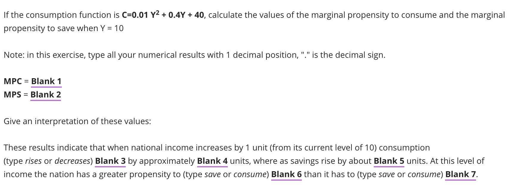 Solved If the consumption function is C=0.01Y2+0.4Y+40, | Chegg.com