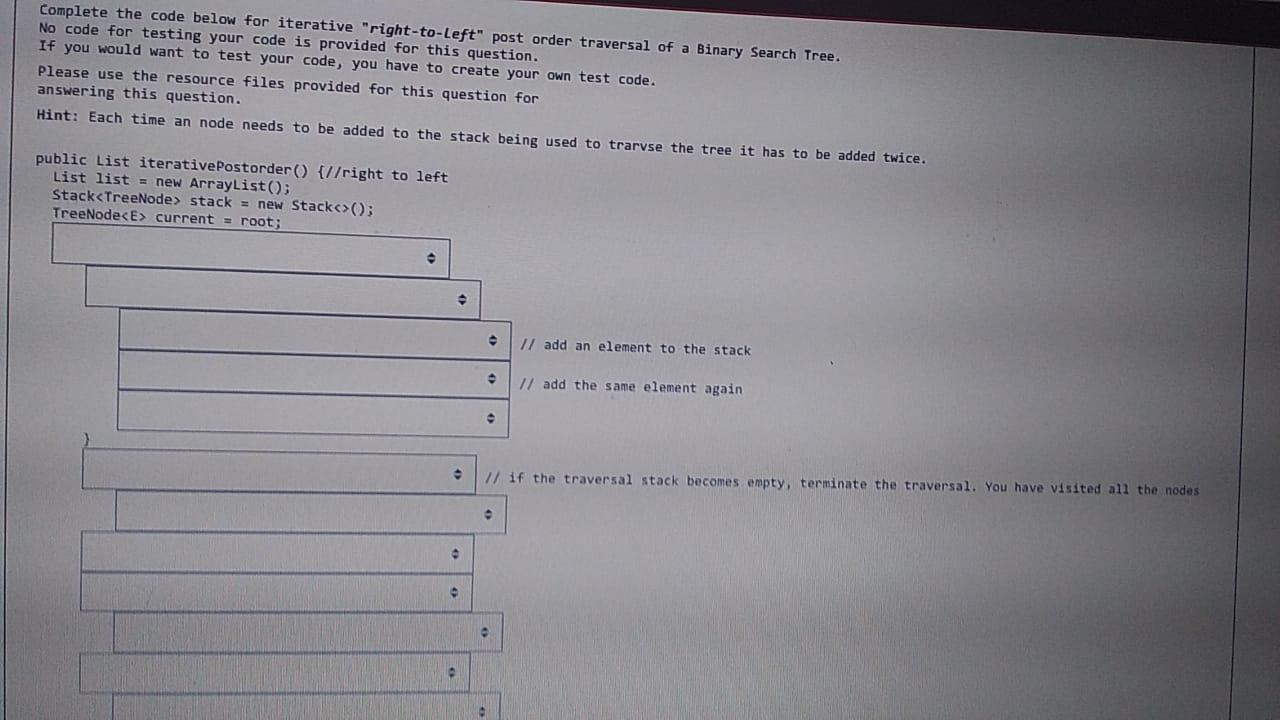 Complete the code below for iterative "right-to-left" | Chegg.com