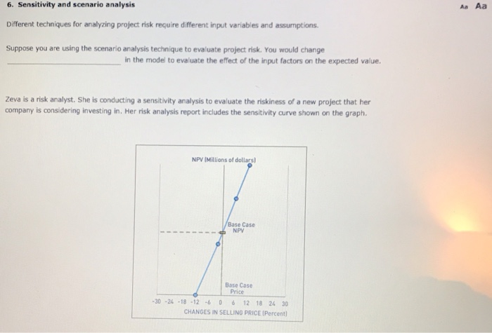 Solved 6. Sensitivity and scenario analysis Different | Chegg.com