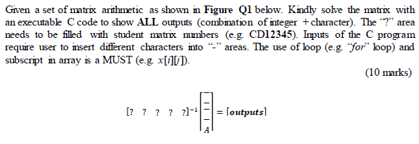 Solved Given a set of matrix arithmetic as shown in Figure | Chegg.com