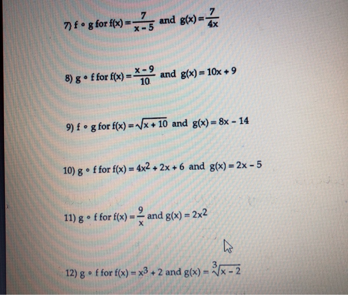 Solved Find The Composite Function For The Given Functions