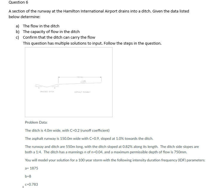 Solved Question 6 A section of the runway at the Hamilton | Chegg.com