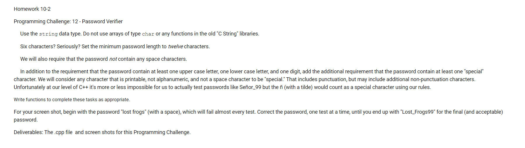 Solved Programming Challenge: 12 - Password Verifier Use the | Chegg.com