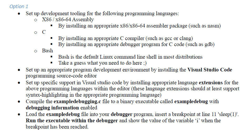 Solved - Set up development tooling for the following | Chegg.com