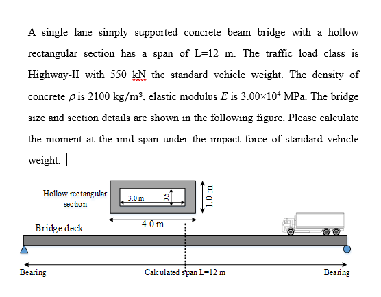 Solved A single lane simply supported concrete beam bridge | Chegg.com