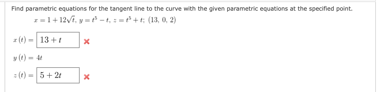 Solved Find parametric equations for the tangent line to the | Chegg.com