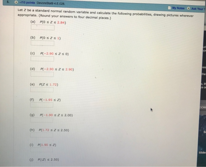 Solved 5. O-10 points DevoreStat9 4.E.028. My Notes Ask Your | Chegg.com