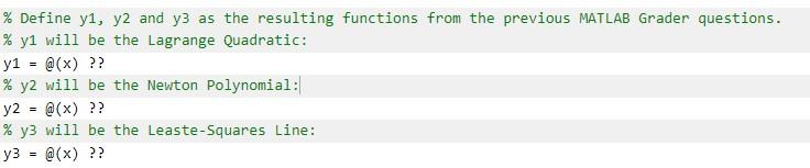 MATLAB how to solve y1, y2, and y3 given lagrange, | Chegg.com