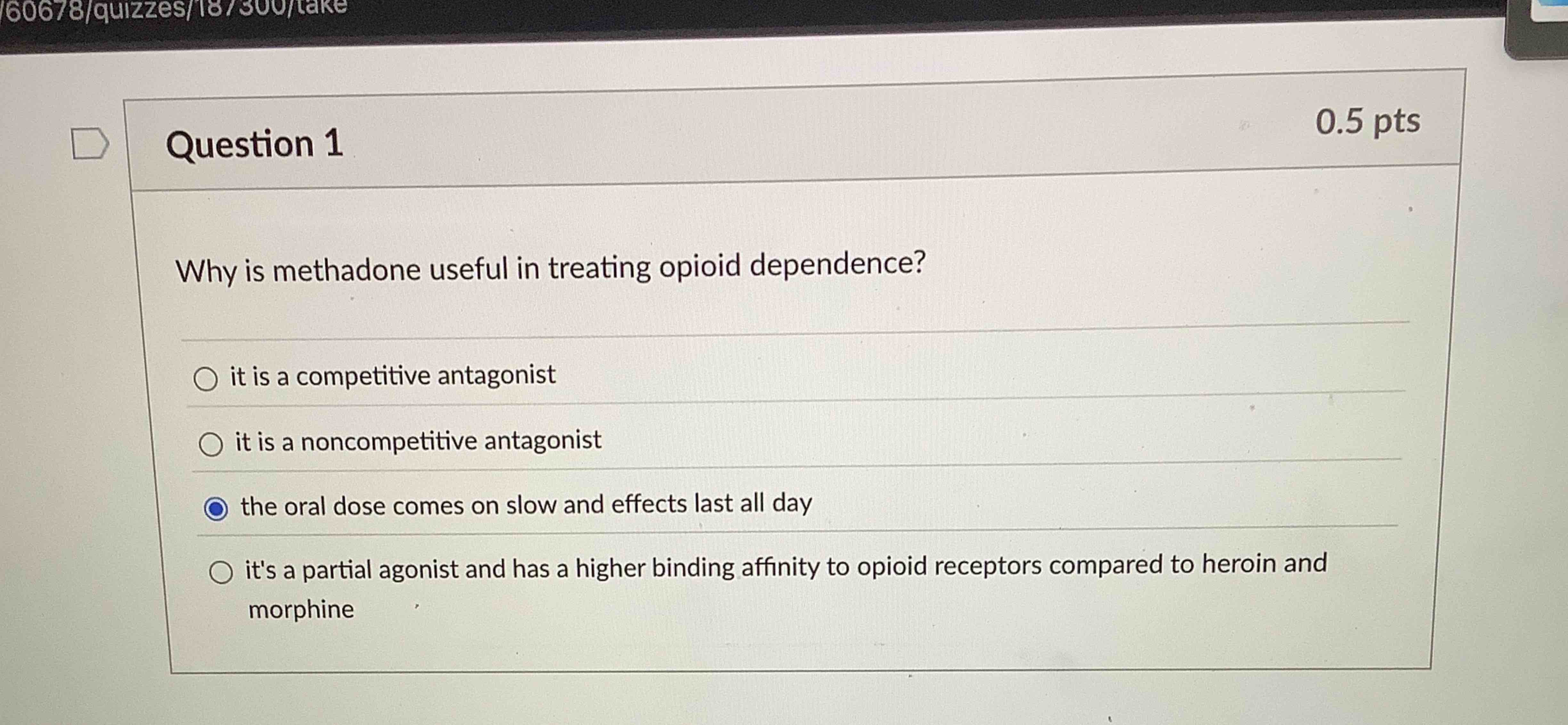 Solved Question 1Why is methadone useful in treating opioid | Chegg.com