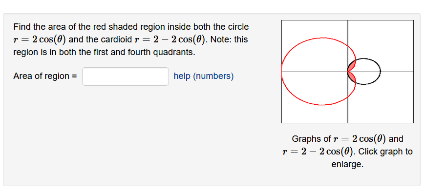 Solved Find the area of the red shaded region inside both | Chegg.com