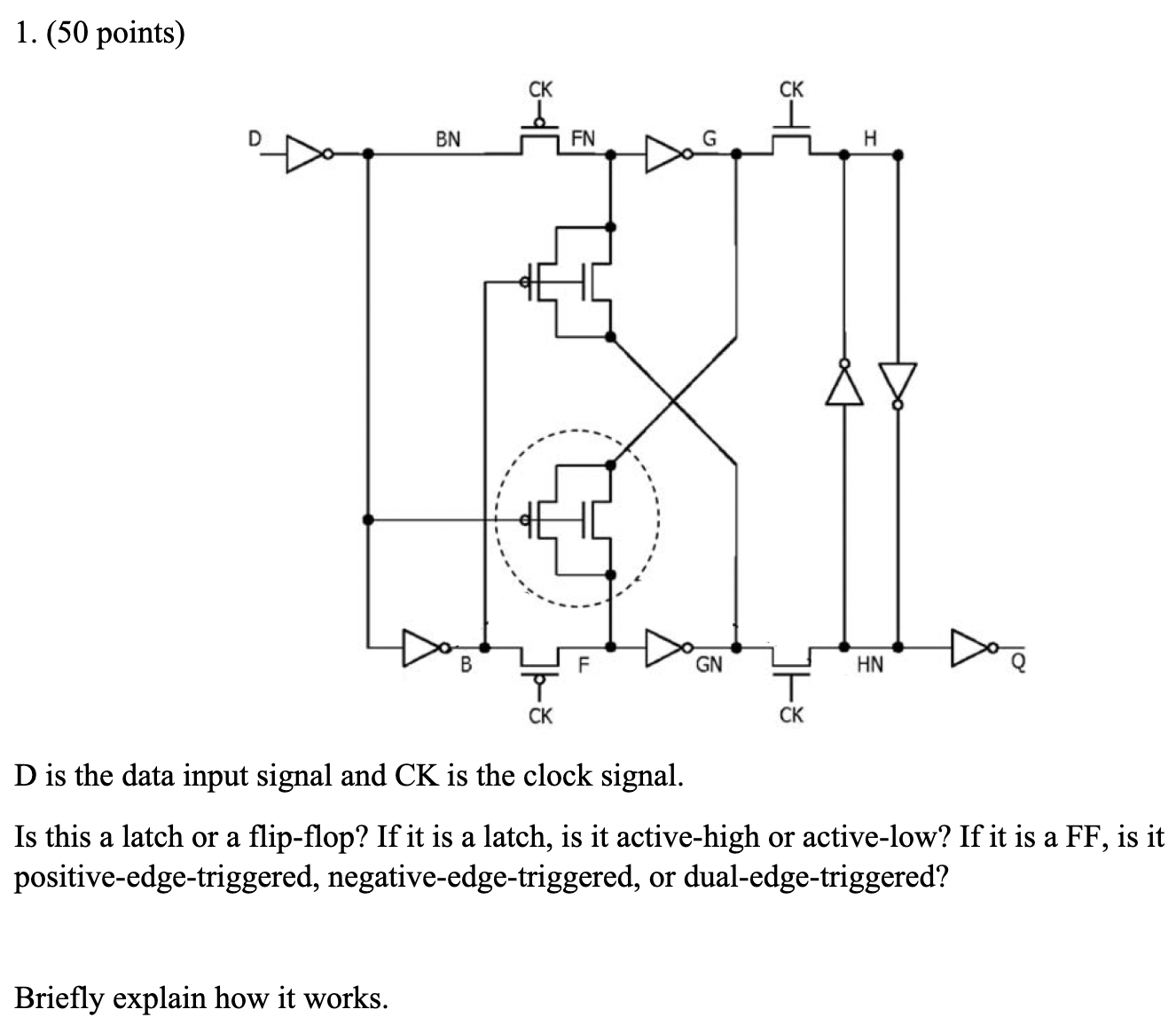 D is the data input signal and CK is the clock | Chegg.com