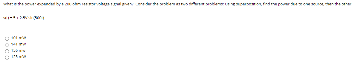 Solved What is the power expended by a 200 ohm resistor | Chegg.com