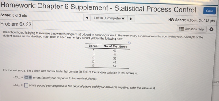 Solved Homework: Chapter 6 Supplement - Statistical Process | Chegg.com
