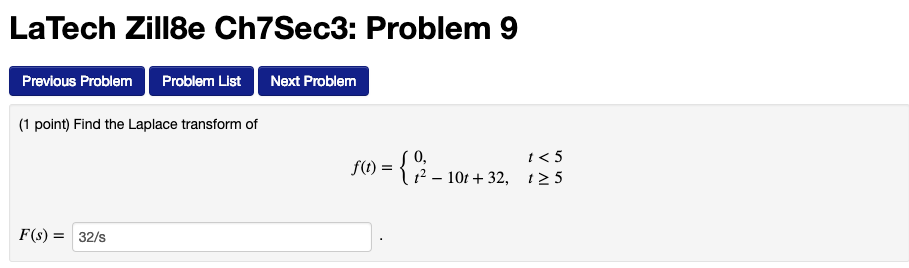 Solved LaTech Zill8e Ch7Sec3: Problem 9 Previous Problem | Chegg.com