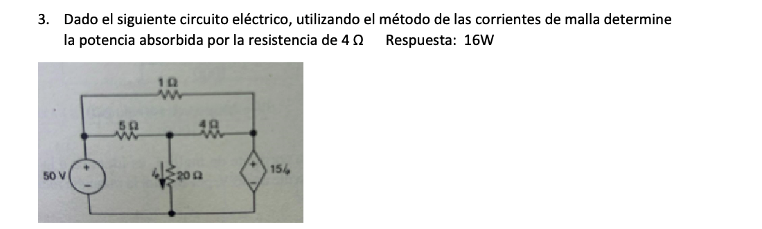 Solved 3. ﻿Dado el siguiente circuito eléctrico, ﻿utilizando | Chegg.com