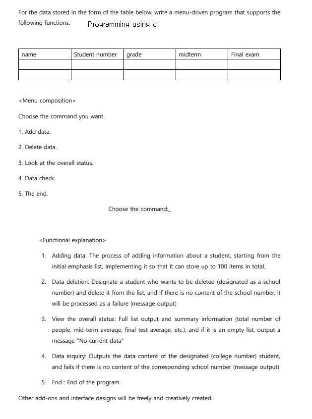 Solved For the data stored in the form of the table below, | Chegg.com