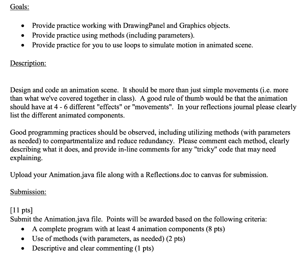 Solved Goals: . Provide practice working with DrawingPanel | Chegg.com