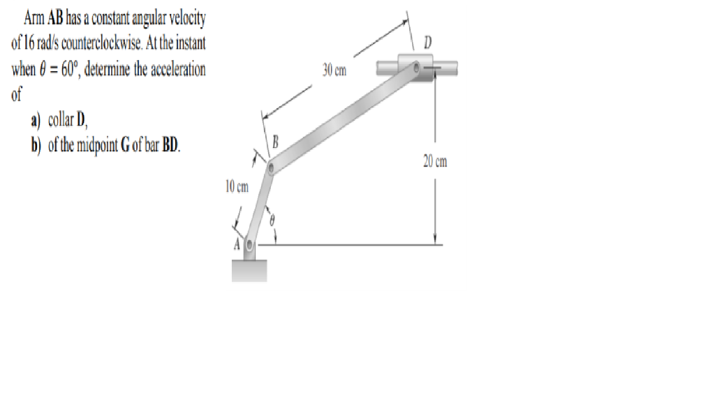 Solved Arm AB has a constant angular velocity of 16 rad's | Chegg.com