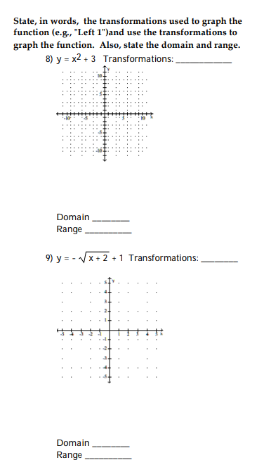 Solved State, in words, the transformations used to graph | Chegg.com