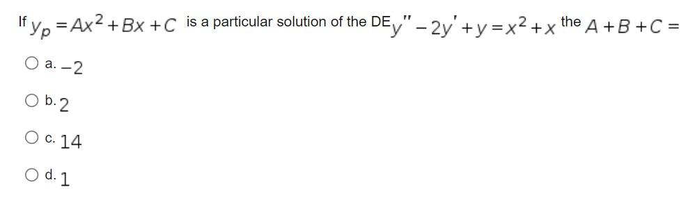 Solved If yp=Ax2+Bx+C is a particular solution of the | Chegg.com