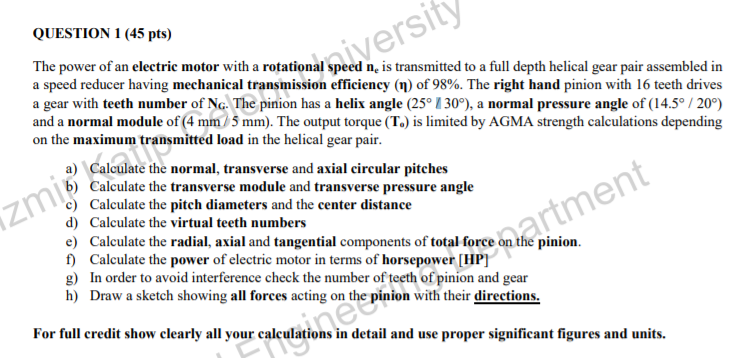 Helix angle: 30 degree normal pressure angle | Chegg.com
