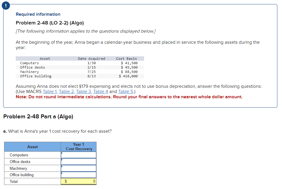 Solved Problem 2-48 (LO 2-2) (Algo) [The following | Chegg.com