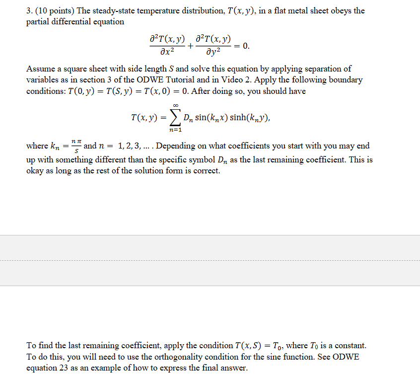 Solved (10 ﻿points) ﻿The steady-state temperature | Chegg.com