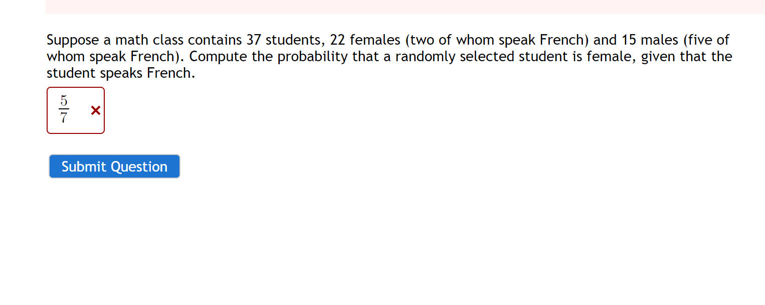Solved Suppose a math class contains 37 students, 22 females | Chegg.com