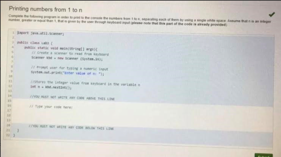 Solved Printing numbers from 1 ton Complete the following | Chegg.com