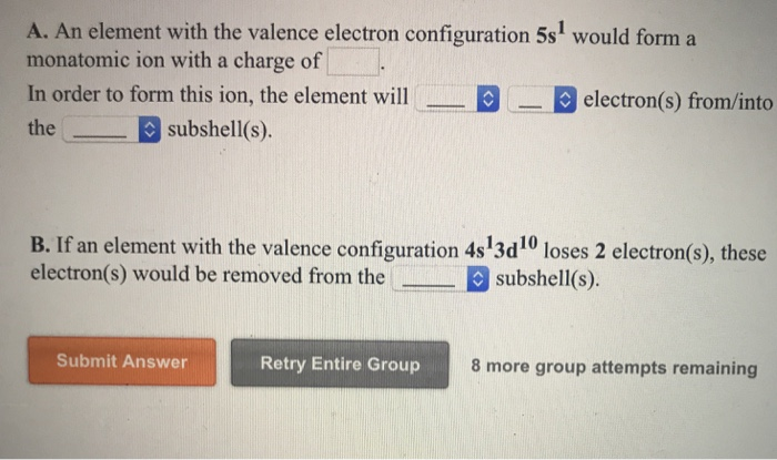 Solved A. A main group element with the valence electron | Chegg.com