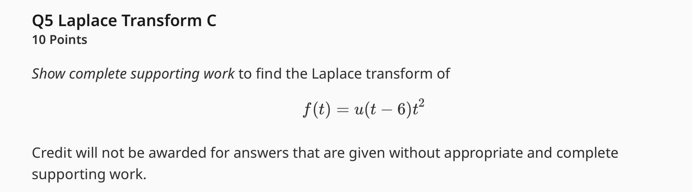 Solved Q5 Laplace Transform C 10 Points Show complete | Chegg.com
