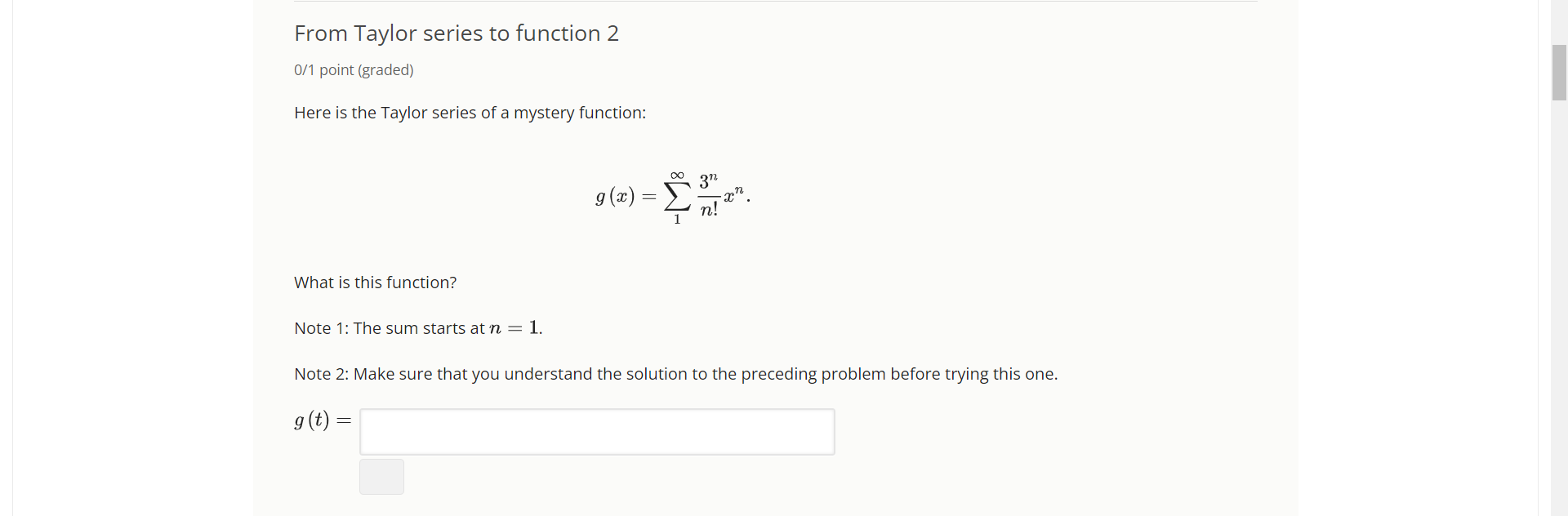 Solved From Taylor series to function 2 0/1 point (graded) | Chegg.com