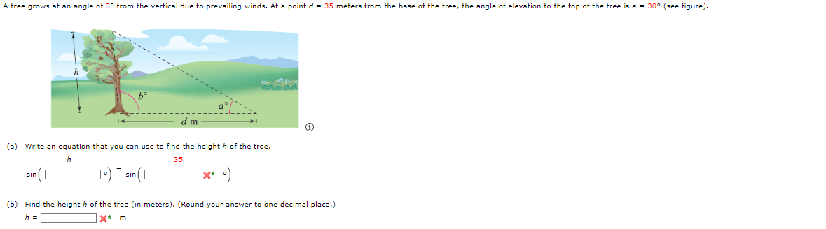 Solved A tree grows at an angle of 3∘ from the vertical due | Chegg.com