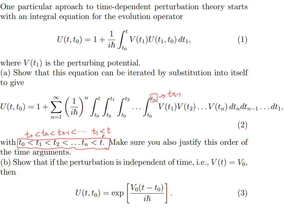 Solved One particular aproach to time-dependent perturbation | Chegg.com