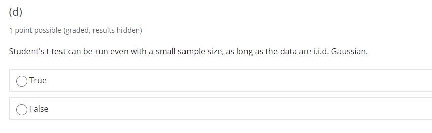 Solved (d) 1 point possible (graded, results hidden) | Chegg.com