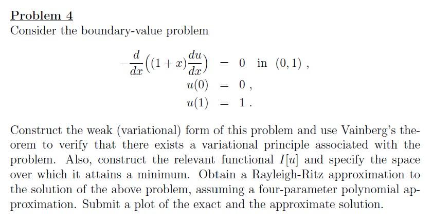 Solved Problem 4 Consider the boundary-value problem | Chegg.com