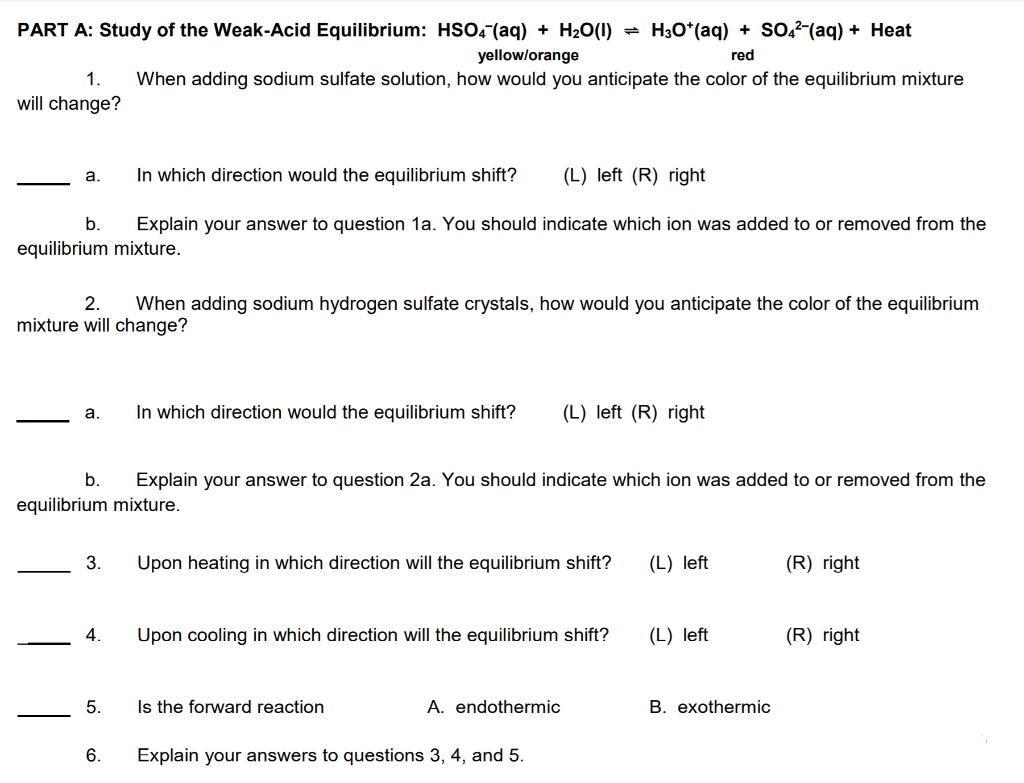 Solved red PART A: Study of the Weak-Acid Equilibrium: HSO4 | Chegg.com