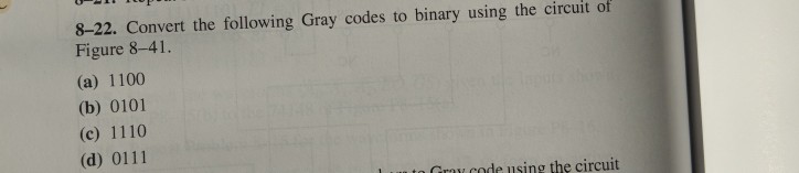 Solved 8-22. Convert the following Gray codes to binary | Chegg.com