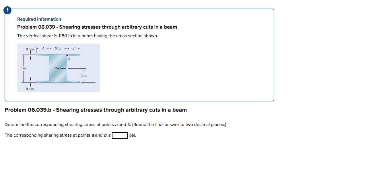 Solved Required information Problem 06.039 - Shearing | Chegg.com