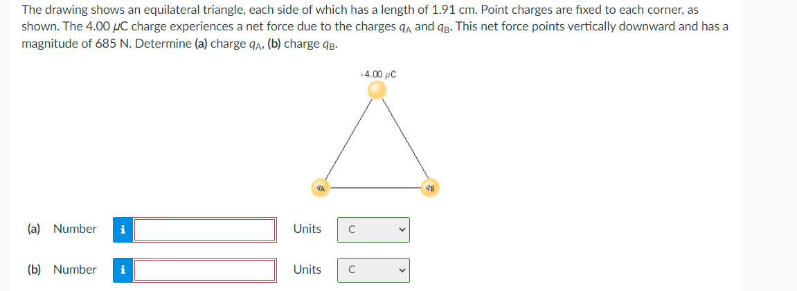 Solved The drawing shows an equilateral triangle, each side | Chegg.com